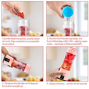 Lukern 13.5oz Portable Blender，Ideal for Travel, Home and Office Smoothies Personal Blender Mini Shakes Juicer Cup home，office，Outdoors.Multi-purpose USB Rechargeable with Protection Design