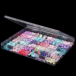 Udefineit 36 Grids Plastic Empty Jewelry Organizer Box, Highly Transparent Storage Container for Rings Earrings Diamond Nail Display Case, Double Buckle Art Craft Bead Storage Box with Fixed Dividers