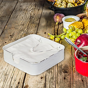 AuldHome White Enamel Napkin Holder, Distressed Rustic Napkin Dispenser