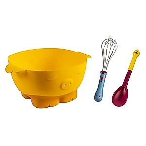 Kuhn Rikon Kinderkitchen Kids Mixing Set | Pig Mixing Bowl, Rooster Whisk & Goose Stirring Spoon | Child-Friendly Kitchen Tools for Real Cooking