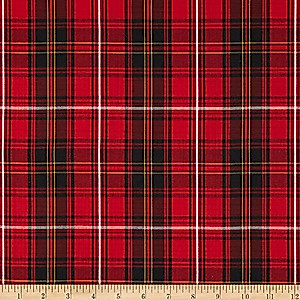 House of Wales Lawn Plaid Red, Fabric by the Yard