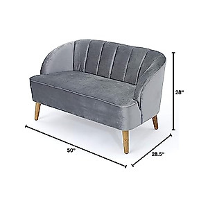 Christopher Knight Home Amaia Modern Velvet Sofa, Pewter / Walnut