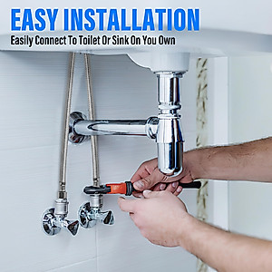 4 Pcs Bathroom Faucet Hose Connector Braided Supply Hose 3/8-Inch Female Compression x M10 Male Connector 304 Stainless Steel Kitchen Sink Faucet Connection (24 inch)