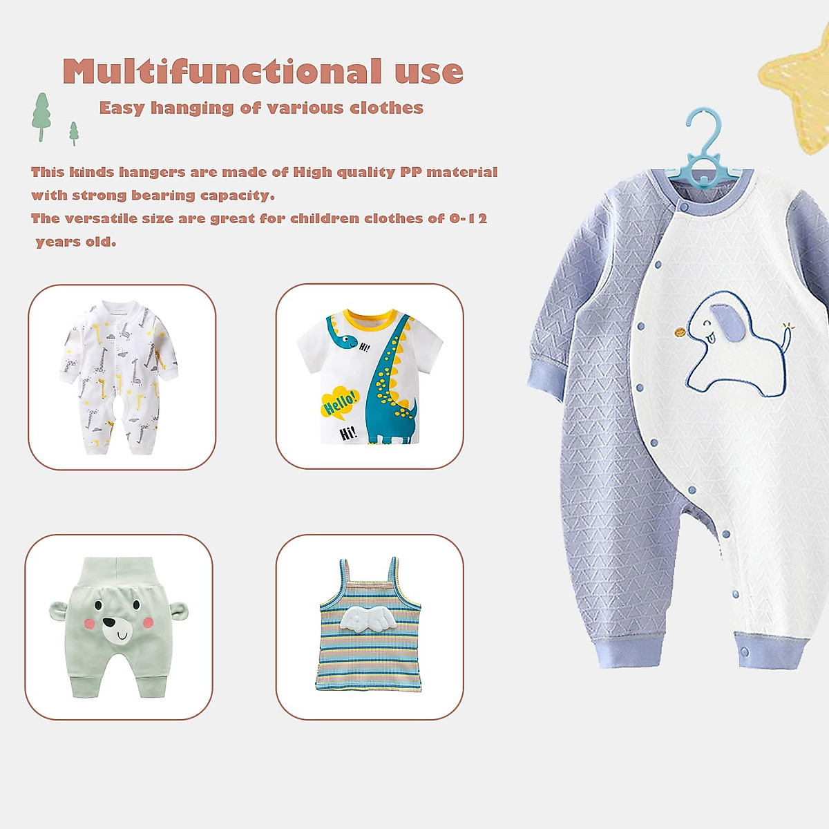 Gencuoir Baby Nursery Closet Hangers, Ultra Thin Non-Slip and Extendable Laundry Infant Pant Hanger for Newborn Clothes 30pcs11“-14‘’ Adjustable Children Coat Hanger for Girl Boy Toddler Kids Child