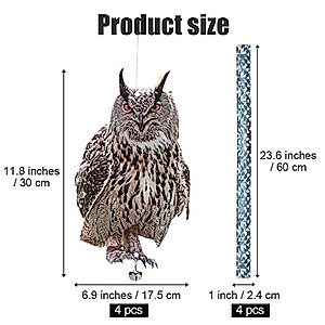 Kungfu Mall 4Pcs Bird Scare Reflective Hanging Decoration, Effective Bird Control Device with Reflective Tape to Keep Birds Away for Garden Patio Windows Tree