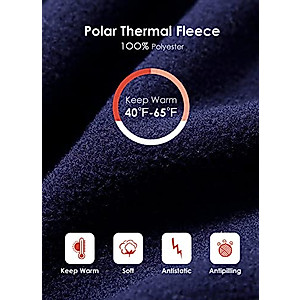 BALEAF Women's Fleece Jacket Long Zip Up Hoodie Lightweight Thermal Sweater Coat for Hiking Travel Navy Blue XL