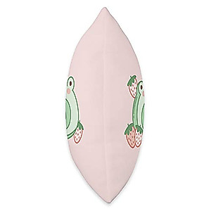 Kawaii Stuff Cute Frog Strawberry Cake Kawaii Aesthetic Pink Throw Pillow, 16x16, Multicolor