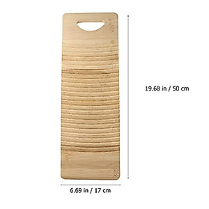 Cabilock Bamboo Washboard Clothes Washboard Anti Slip Laundry Cleaning Board Manual Clothes Washing Tool for Home School 50X17CM