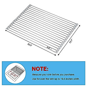 Mafegu Above Sink Dish Drying Rack Drainer,Roll Dish Rack,Kitchen Sink Countertop Multi-Use Collapsible Stainless Steel Dish Rack (20.5x13.7 in, 1)