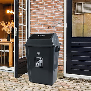 Anbers 4 Packs 13 Gallon Kitchen Trash Can with Swing Lid, Large Plastic Kitchen Garbage Cans, Grey