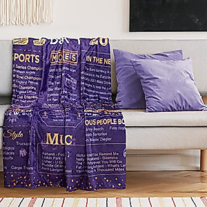 YDHCTKYG 21st Birthday Decorations for Her Best 21st Birthday Gifts 21 Year Old Birthday Gifts for Her Girl Daughter Sister Granddaughter Soft Throw Blanket 21 Years Ago Back in 2002 - Purple Gold