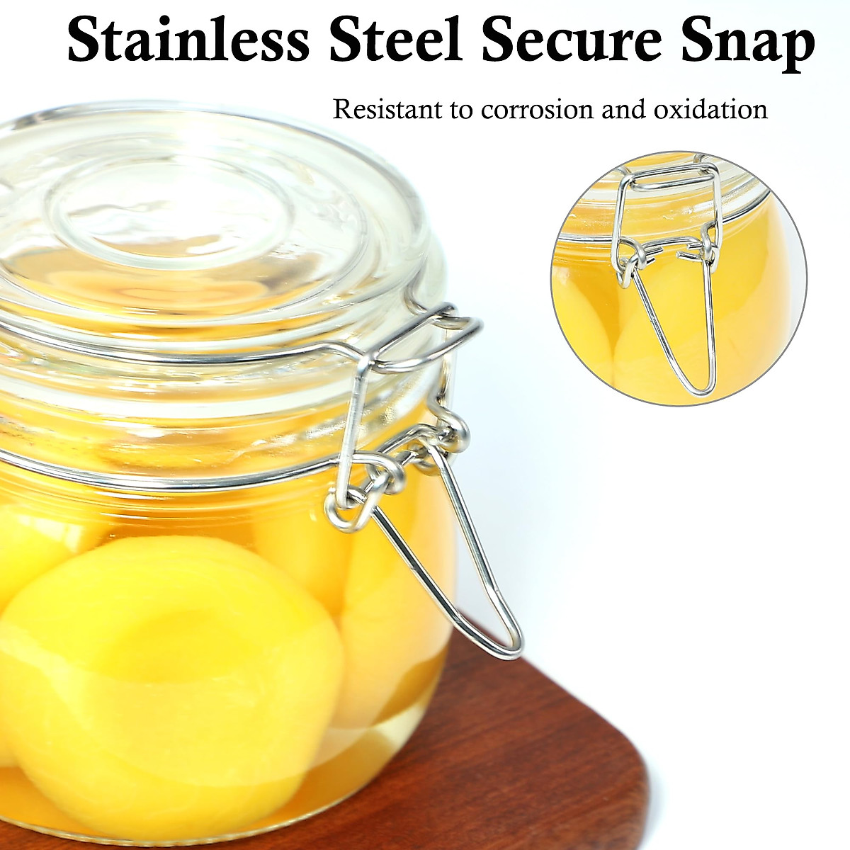 Glass Jars With Airtight Lid 24 Oz (Set Of 2) Wide Mouth Mason Glass Sealed Storage Canisters Leakproof For Coffee Sugar Nuts Spice Refrigerator Pickles & Preserves Tea For Fridge Kitchen Pantry