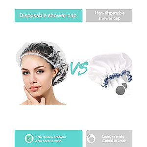 Auban 50 PCS Shower Cap Disposable,Bath Caps Larger Thick Clear Waterproof Plastic Elastic Hair Bath Caps For Women Hotel Travel Essentials Accessories Deep Conditioning Hair Care(19.3")
