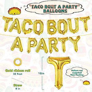 Big Taco Party Decorations Set, 24Pcs Fiesta Party Decorations, Taco Bout A Party Decorations with Mexican Balloons, Cactus, Taco, Avocado, Sombrero, Donkey Balloons for Cinco De Mayo