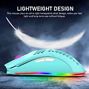 Gaming Keyboard and Mouse,3 in 1 Blue LED Backlit Wired Mechanical Keyboard Black Switch,RGB 6400 DPI Lightweight Gaming Mouse with Honeycomb Shell,Gaming Mouse Pad for PC Gamers(Macaron Green)