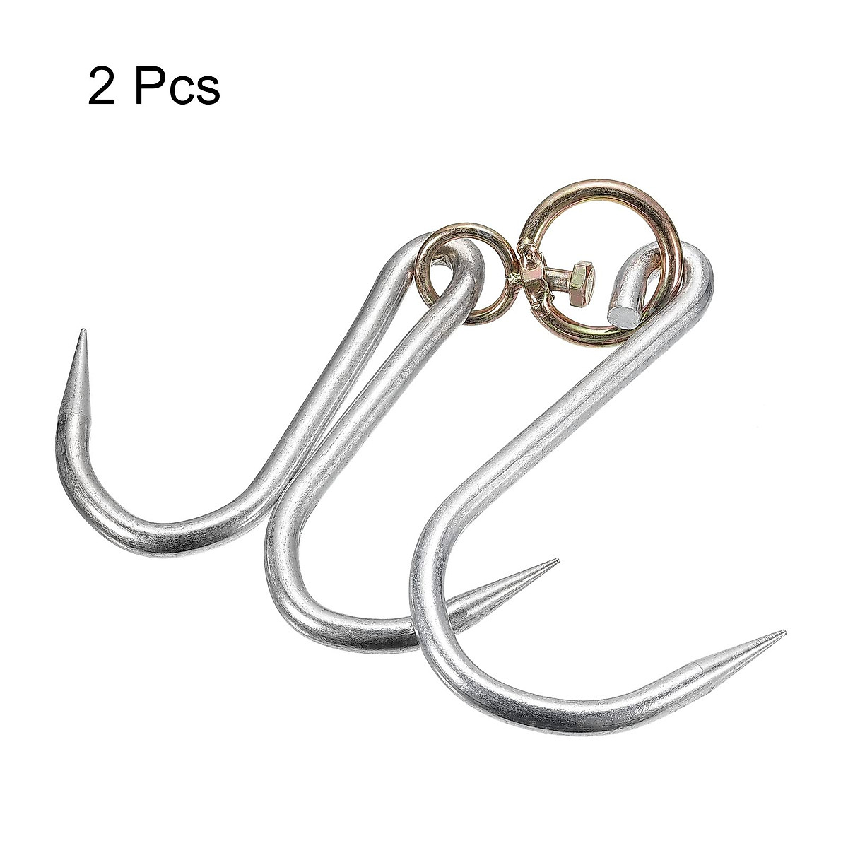 uxcell 14.5'' Double Meat Hooks, 0.41'' Thickness Galvanized Integrated Swivel Meat Hook for Hanging Drying Smoking Meat Products, 2Pcs