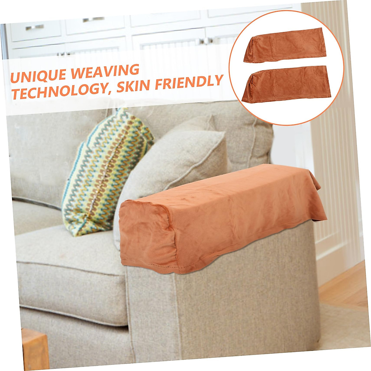 VICASKY Elastic Camel Sofa Arm Rest Covers 2 Pack Universal Armrest Protectors Comfortable Elastic Covers for Chairs Sofas