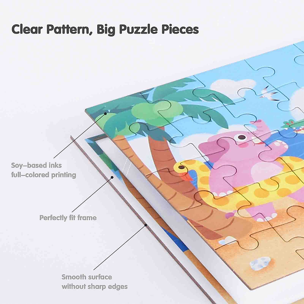 SOPHRAY Happy Party 35 Piece Toddler Jigsaw Puzzles, Preschool Educational Puzzles Travel Toys for Ages 2-4 3-5 Boys Girls, Early Learning Montessori Toy Kids 3 4 5, Size 10.2"x7.4"