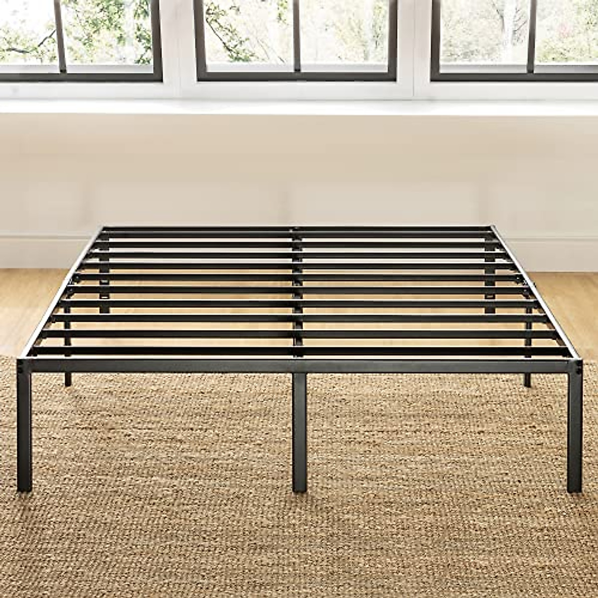 Best Price Mattress 14 Inch Metal Platform Beds w/Heavy Duty Steel Slat Mattress Foundation (No Box Spring Needed), Black