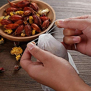 TamBee 200 Pack Disposable Tea Filter Bags Tea infusers 4" x 6" Empty Muslin Drawstring Seal Filter Tea Bags Drawstring Herb Loose Tea bag for Brew Tea Cold Brew Coffee（4" x 6" /10 x 15cm）