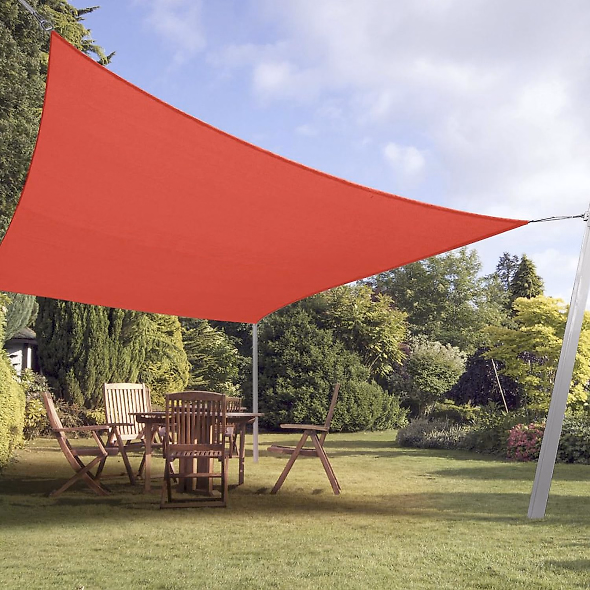 E&K Sunrise 12' x 12' Waterproof Sun Shade Sail Outdoor Rectangle Canopy Shade Cover UV Block for Pergola Patio Backyard Garden Deck (Red)