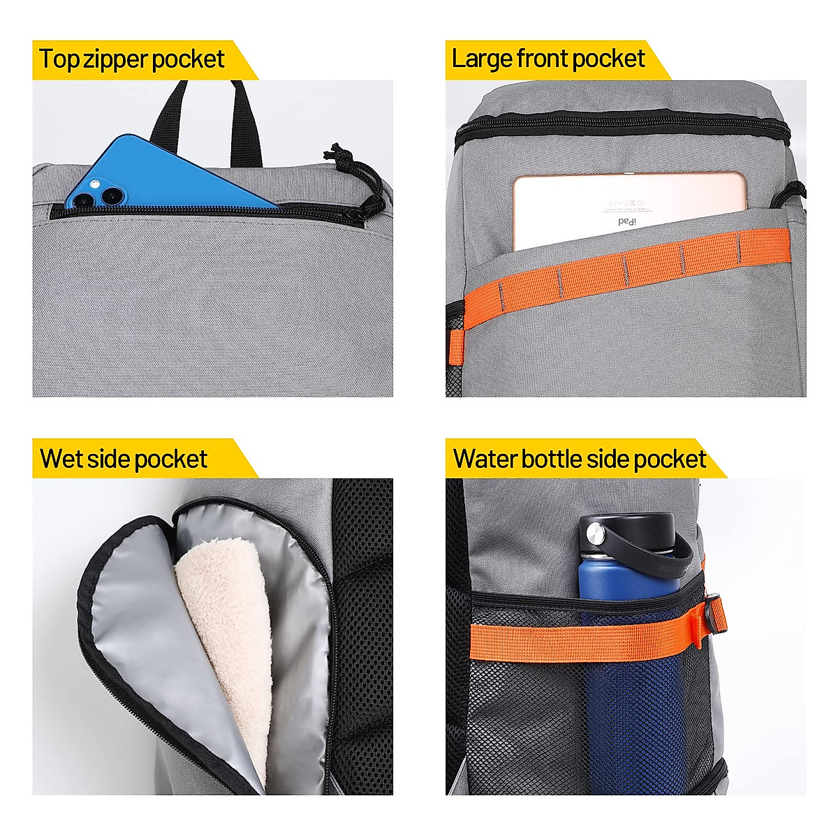 MIER Basketball Backpack Soccer Bag with Shoes/Ball Compartment, Large Sports Back Pack Equipment Bag for Men Women Athletes, 35L, Gray