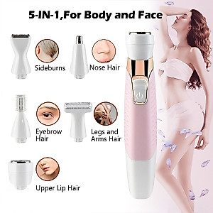 Electric Razor Facial Hair Removal for Women, Eyebrow Razor Nose Hair Trimmer Set, Painless Face Hair Body Use Bikini Trimmer Shaver, Multifunction Rechargeable and Waterproof