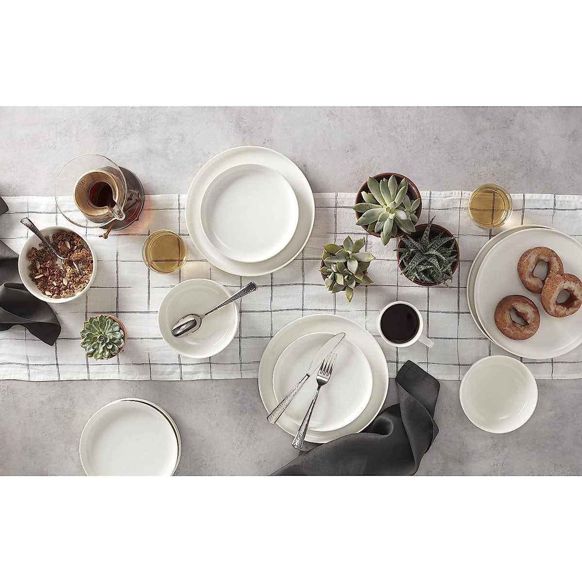 Oneida White 24 Seven Piece Dinnerware Set, 12 Count, Dorm Necessities, Dorm Essentials