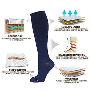 NEWZILL Cotton Compression Sock (15-20 mmHg) Copper Compression Socks for Men and Women, Best Dress Socks for Flight, Support (S/M, White)