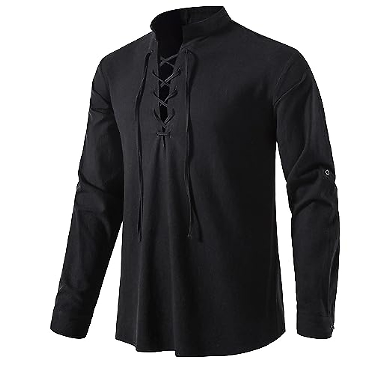 ATTBEA Mens Pirate Renaissance Costume Pirate Shirt Long Sleeves Medieval Viking Gothic Celtic Pirate Vest for Unisex Halloween Costume