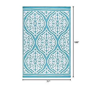 Reversible Plastic Straw, Water Resistant Outdoor Rug 6x9 for Patio, Deck, Porch, Camping, RV | Fade Resistant Outside Area Rugs for Patios | Size 5'11'' x 8'10''