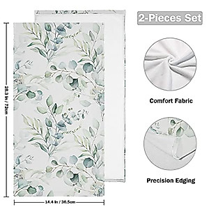Wamika Leaves Hand Bath Towel Green White Kitchen Bathroom Faucet Towel Botanical Flowers Fingertip Towel Set Highly Absorbent SPA Gym Guest Shower Towels 16x30 Inch Holiday Decorations