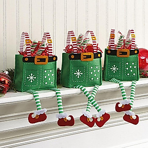 Elf Pants Christmas Treat Bags, Set of 6 Gift Bags for Children Holiday Parties Teachers Decorations