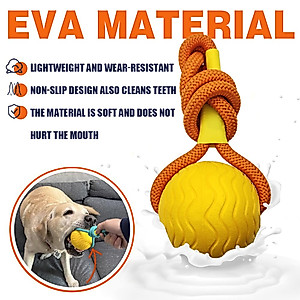 Dog ball on rope toys for aggressive chewers,Interactive dog ball toy almost indestructible for small dogs,Floating puppy chew toys2.76in