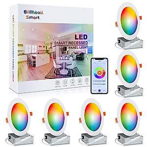 BRILLIHOOD 6 Inch Color Changing Slim LED Recessed Light, Smart WiFi Retrofit Downlights with Junction Box, ETL-Listed, 12W, 1100LM, Dimmable, 2700K-6500K, Works with Alexa & Google Assistant, 6-Pack