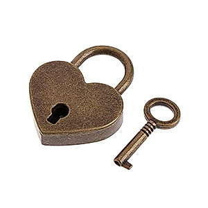 3Pcs Mini Bronze Antique Padlock Small Metal Heart Shaped Padlock Archaize Style Heart Shaped Lock Mini Lock with Key