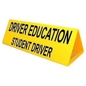 ComplianceSigns.com Driver Education Student Driver Yellow Car Topper Sign, 30x10 inch Corrugated Plastic with Powerful Magnets to Hold Tight