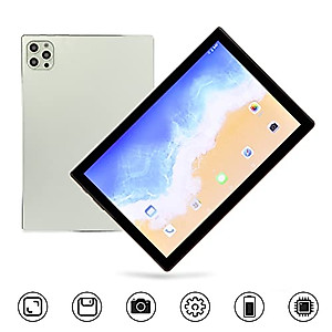 CHICIRIS Gaming Tablet, 128GB Memory Expansion 10GB RAM Dual SIM 10.1 Inch for Entertainment (Light Green)