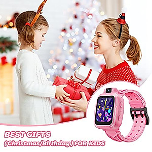Kids Digital Watch Girls, Best Christmas Birthday Gifts for Age 3 4 5 6 7 8 9 Years Children,Touchscreen Toddler Sport Smart Watch with Camera FM MP3 Pedometer - Light Pink with 32GB SD Card