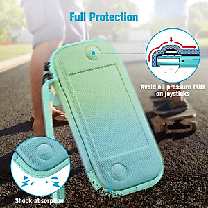 Fintie Slim Carrying Case for Nintendo Switch Lite 2019, Shockproof Protective Portable Carrying Cases, [Slim Fit] Travel Storage Hard Shell w/8 Game Cartridges & Adjustable Hand Strap, Seaside Ombre