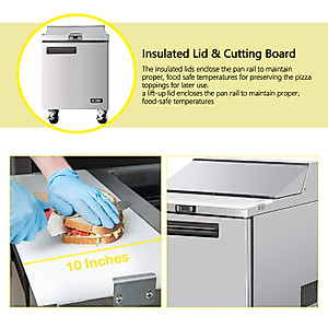 KITMA 28" W Sandwich/Salad Prep Table Refrigerator, Single Door Salad Prep Table with 7.5 Cu.Ft Commercial Refrigerator Base, Cutting Board, and 12 Pans Capacity (33 °F - 38°F)