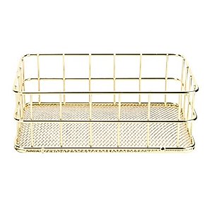 plplaaobo Storage Basket, Golden Iron Storage Basket Multifunctional Wire Mesh Desktop Storage Organizer for Home(Small)