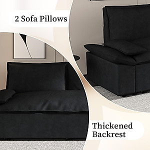 Rovibek Convertible Sofa Bed Pull Out 3 in 1 Sleeper Sofa Couch Bed Queen Size Loveseat Sleeper Chaise Lounge Futon Velvet 2 Seat for Living Room Apartment Small Space, Black