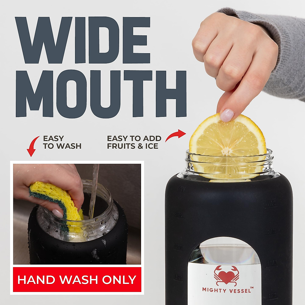 Leakproof 64 oz Glass Water Bottle - Borosilicate Large Glass Water Bottle with Straw, Silicone Sleeve and Time Markers, Half Gallon Jug, Suitable for Travel, Sports, Gym, and Daily Intake