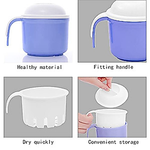 BUZAI Denture Bath Box Cup, Denture Bath Case With Strainer, Large And Large Capacity Sturdy Denture Case, Used To Soak Dentures, Blue, 11.8cm*11.8cm*9.5cm (4.6in*4.6in*3.7in)