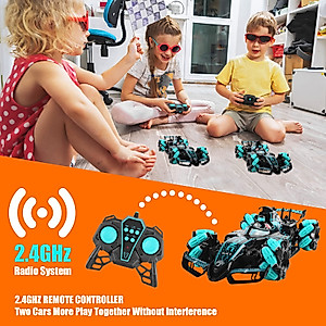 Smalody RC Car Toy, Fog Racer Remote Control Car Kids Racing Hobby Toy with Rear Fog Stream 1:12 4WD Crawler Toy Car Model Vehicle Boy Girl Adults LED Light Monster Truck with Rechargeable Battery