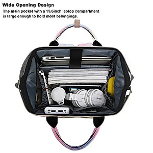 Yusudan Rainbow Laptop Backpack for Womens Girls, College Backpacks School Bag Bookbag 15.6 Inch Computer Backpack