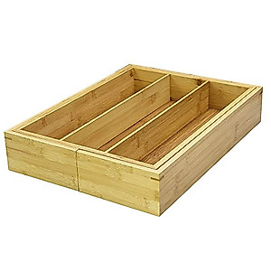 Simhoo Premium Deep Bamboo Expandable Drawer Organizer Big Adjustable Drawer Divider Organizers Box