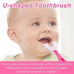 WXJ13 8 Pack Kids U Shaped Toothbrush with Baby Finger Toothbrush Infant & Toddler Toothbrush Soft Babies Toothbrushes Silicone Brush Head Whitening Massage Toothbrush U-Type Toothbrush