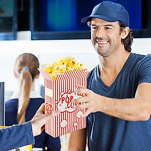 200 Packs Popcorn Boxes Containers 1.25 Oz Paper Popcorn Buckets Red and White Striped Close-Top Cardboard Pop Corn Boxes Individual Servings for Party Movie Night Christmas